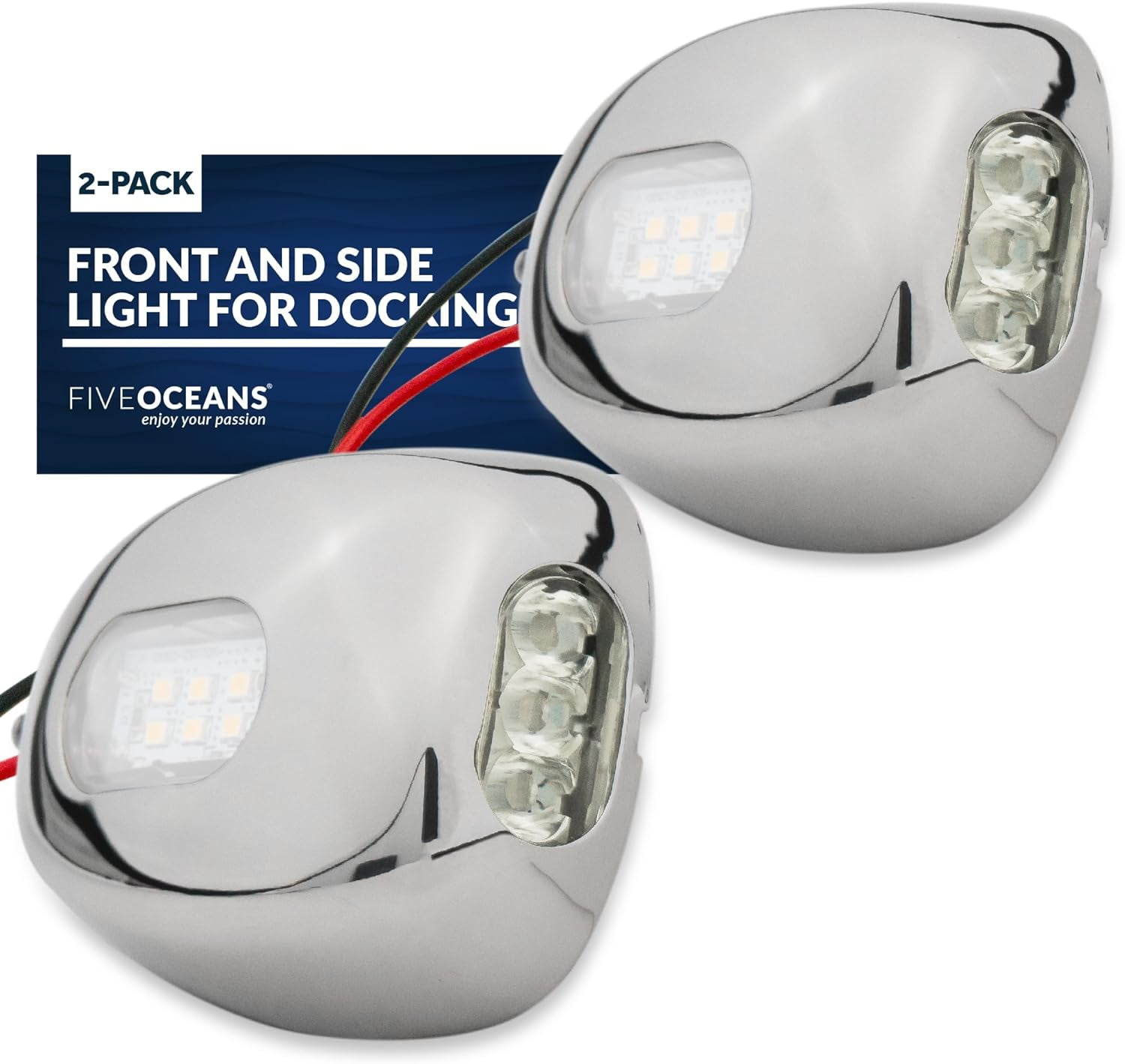 Five Oceans Boat Docking Lights, 2 Pack Marine LED Front and Side Light ...