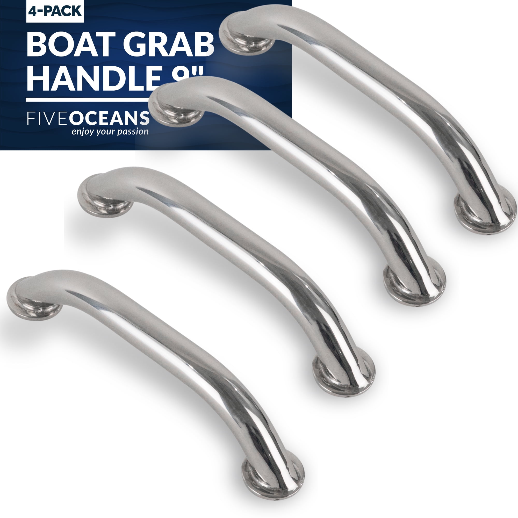 Five Oceans Boat Grab Handle, 4 Pack 9 Inch Stainless Steel Marine ...