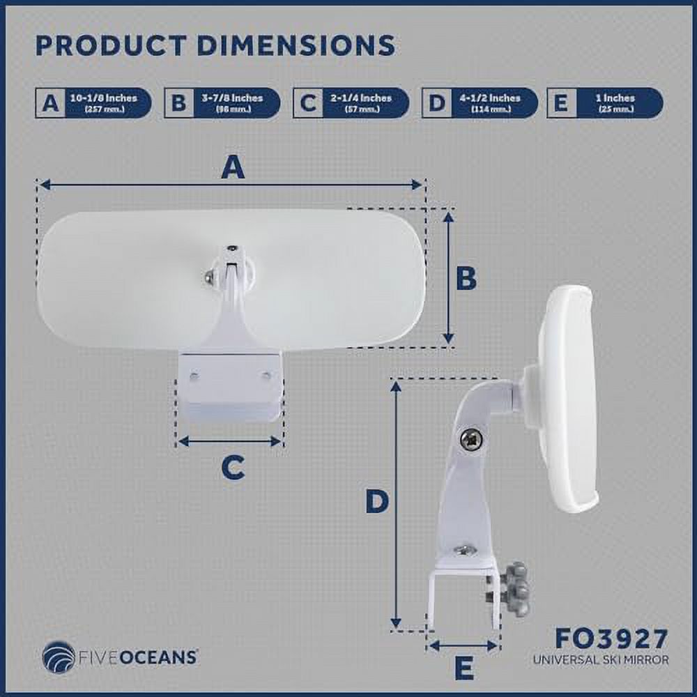 Five Oceans Boat Mirror, Boat Rear View Mirror, Ski Boat Mirror, Clamp ...
