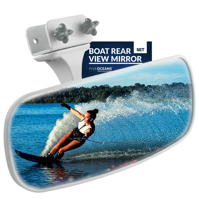 Five Oceans 10x4 Inch Boat Mirror, Wide-Angle, Clamp-On, Universal ...