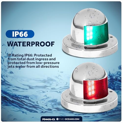 Five Oceans Boat Navigation Lights - LED Bow Light, Navigation Lights ...