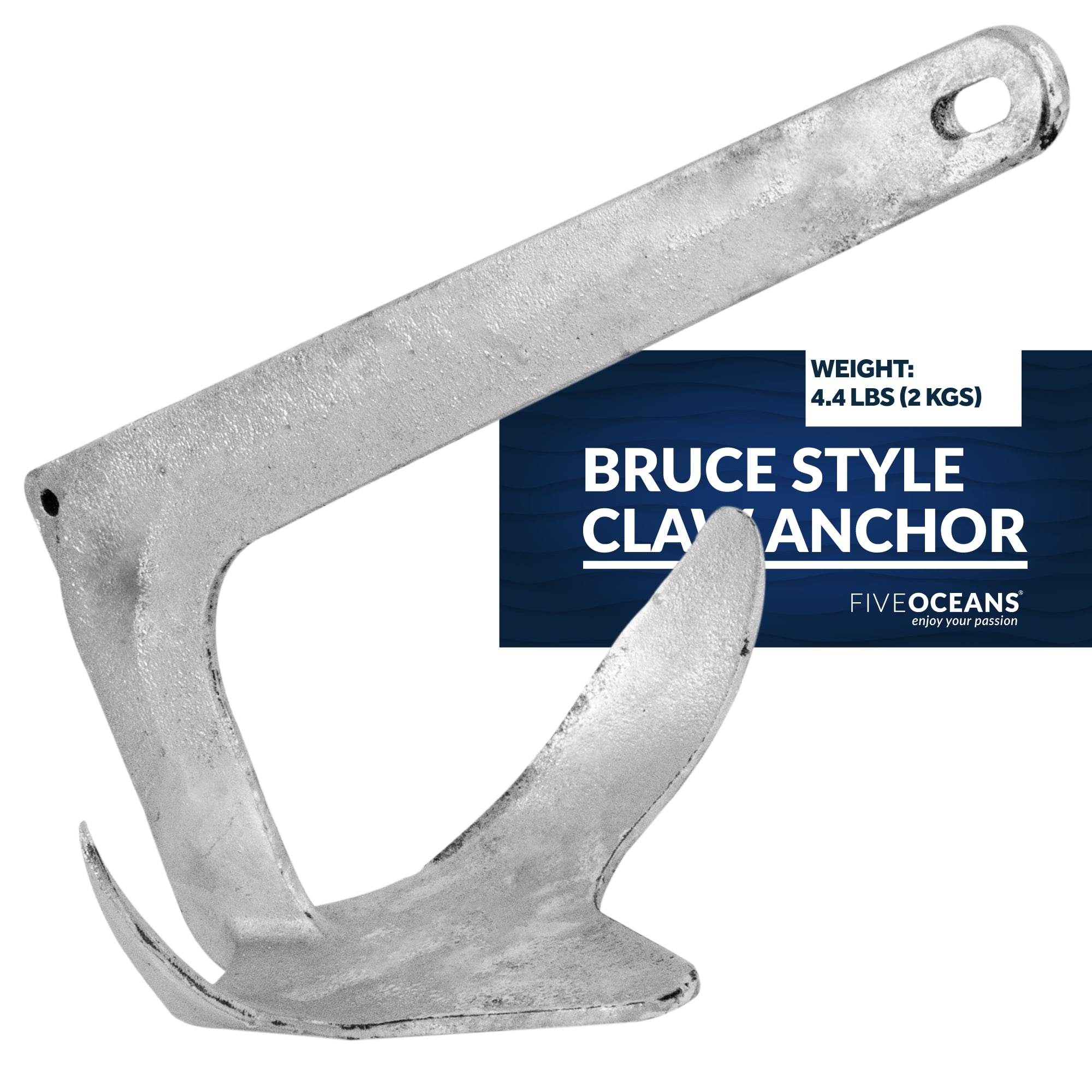Five Oceans Bruce Style Claw Anchor, 4.4 Lb, Hot Dipped Galvanized ...