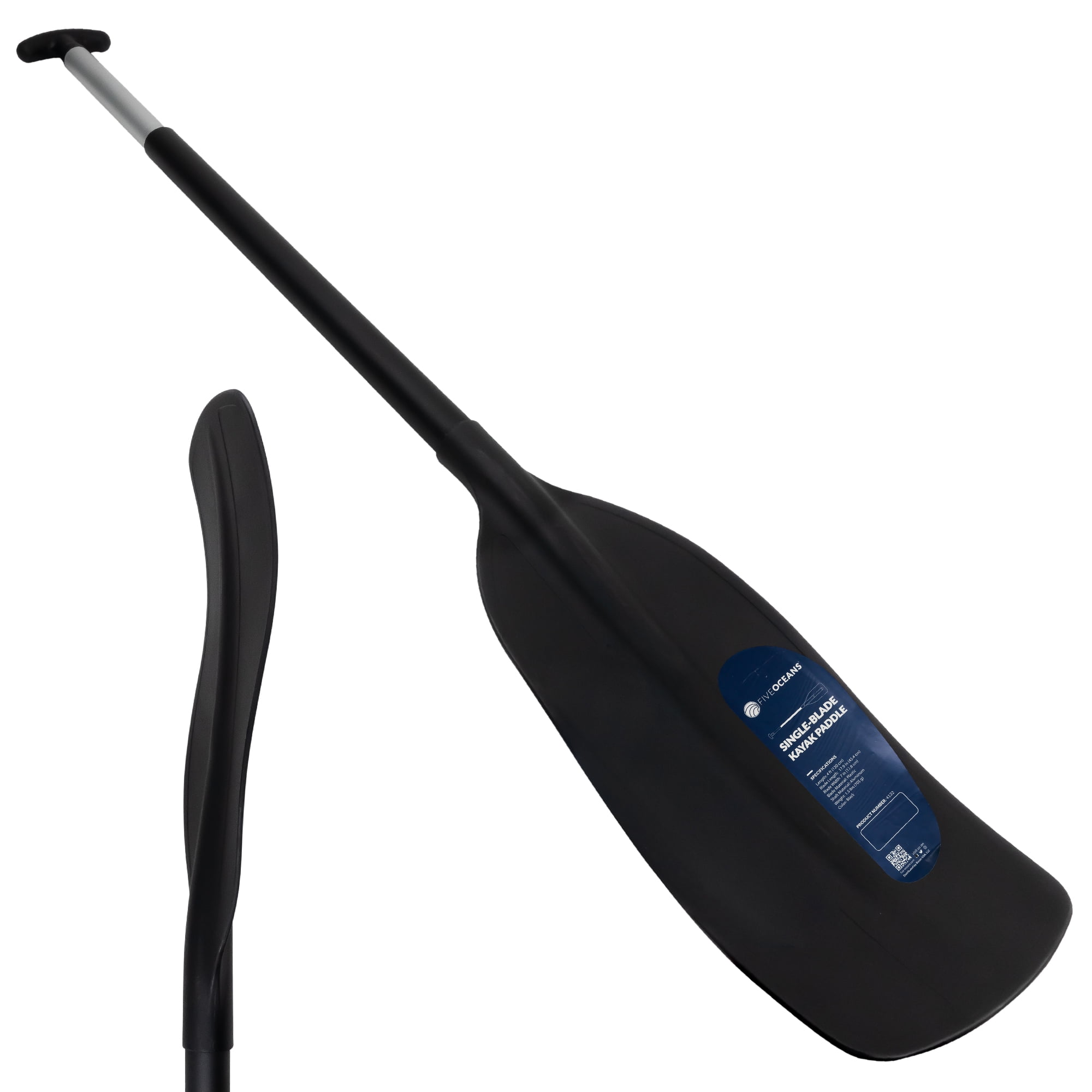 Five Oceans Canoe Paddle, Canoe Paddles, Ergonomic Black Blade, 4-Feet ...