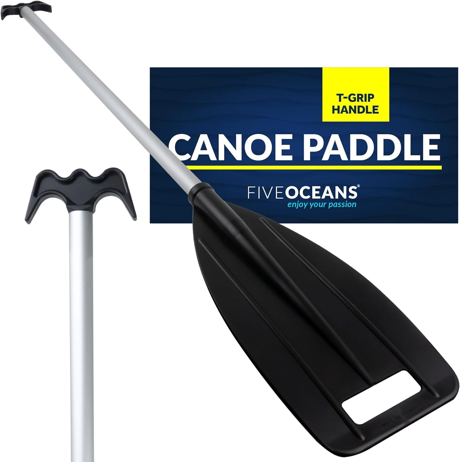 Five Oceans Canoe Paddle, Canoe Paddles and Boat Hook, Black, 4-Feet ...
