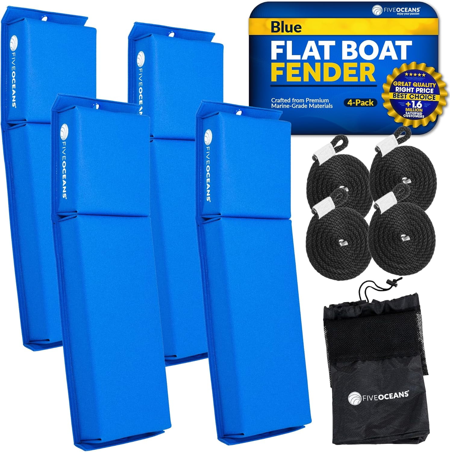 Five Oceans Contour – 24-Inch Boat Fenders with 3/8" x 5' Line ...