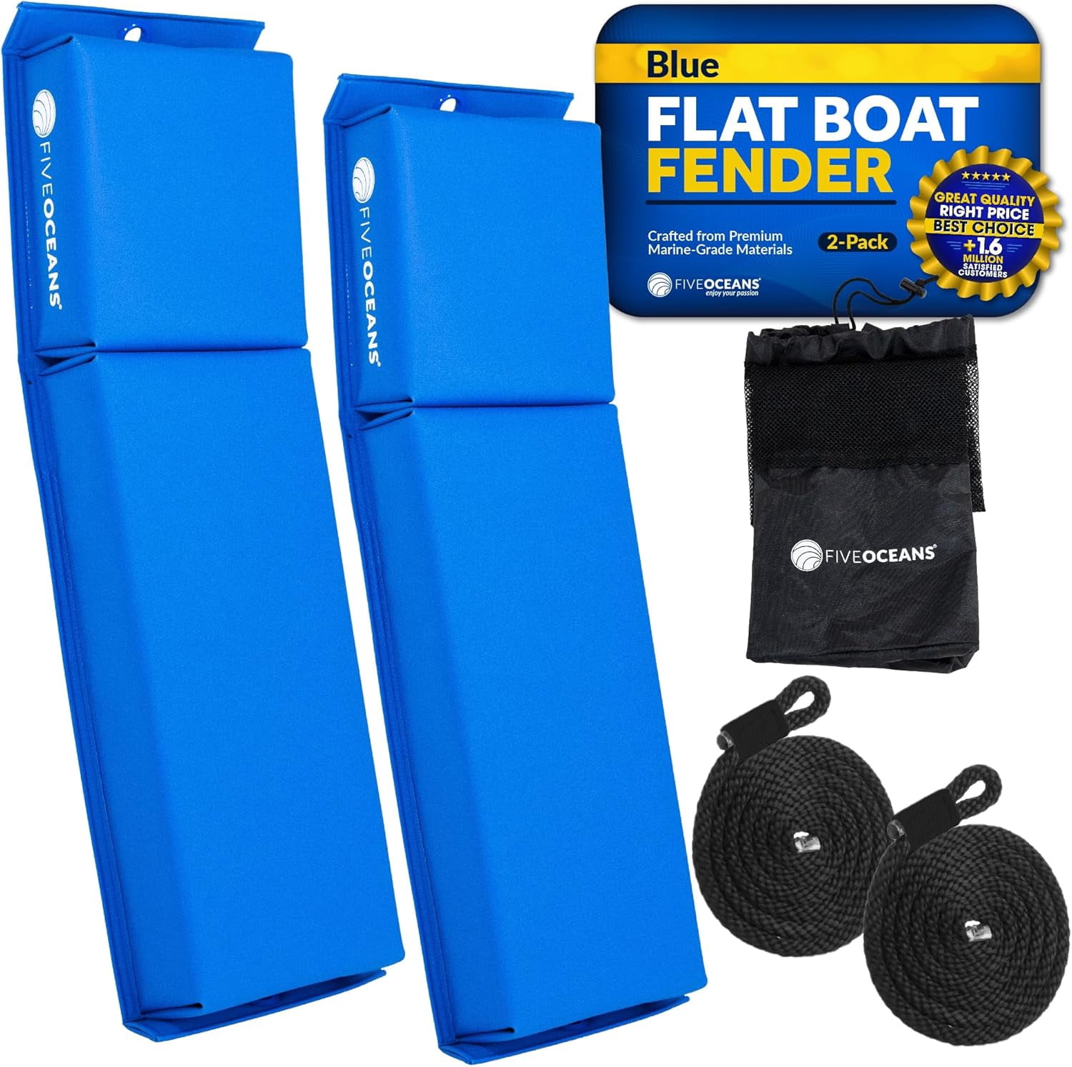 Five Oceans Contour – 24-Inch Boat Fenders with 3/8" x 5' Line ...