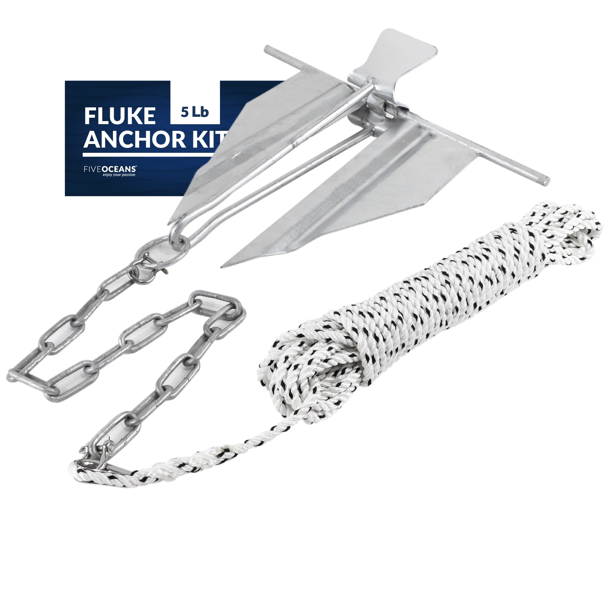 Five Oceans Danforth Style Fluke Anchor Kit, Hot Dipped Galvanized ...