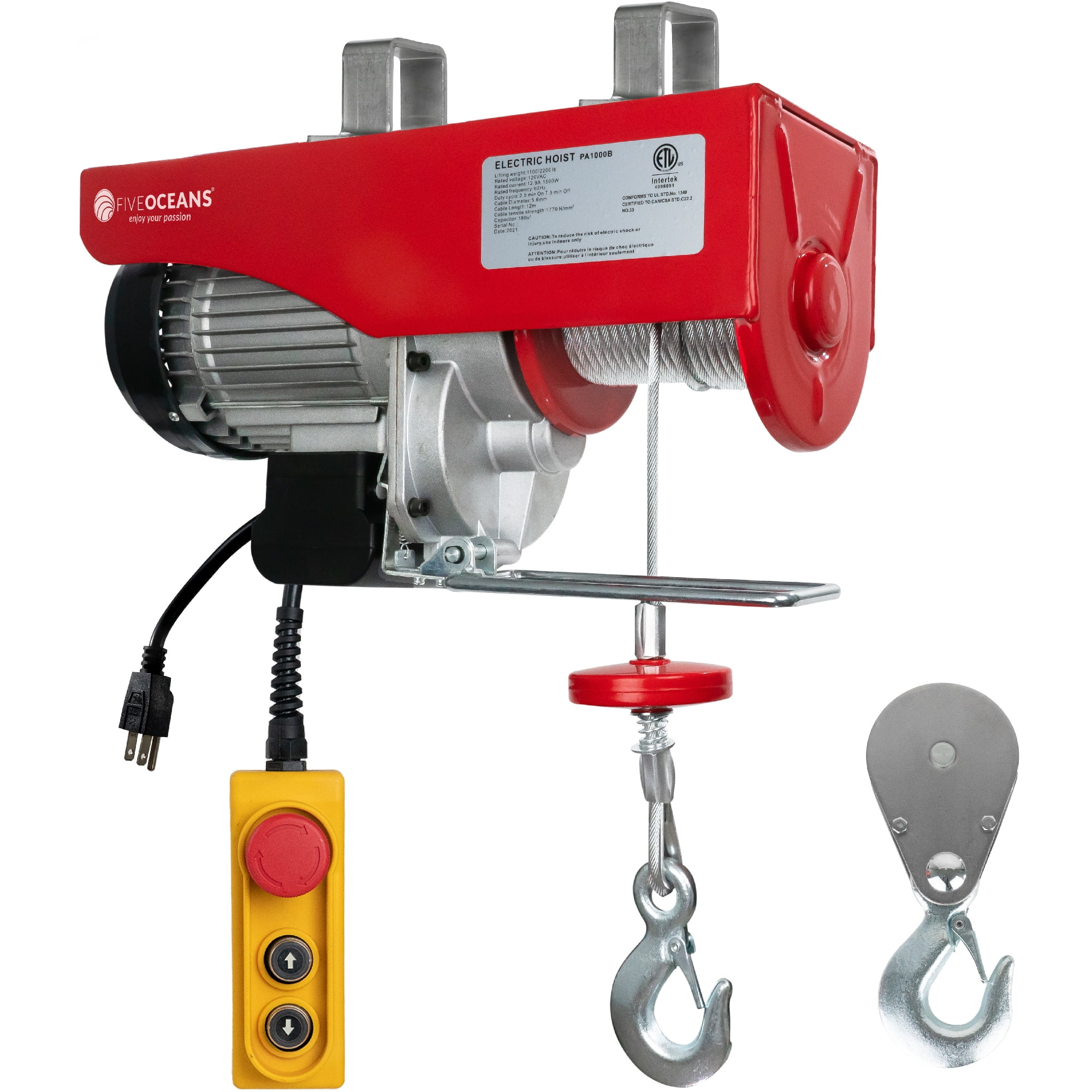 Five Oceans Electric Hoist, Hoist Pulley System, Pulley Hoist, 2200 Lb ...