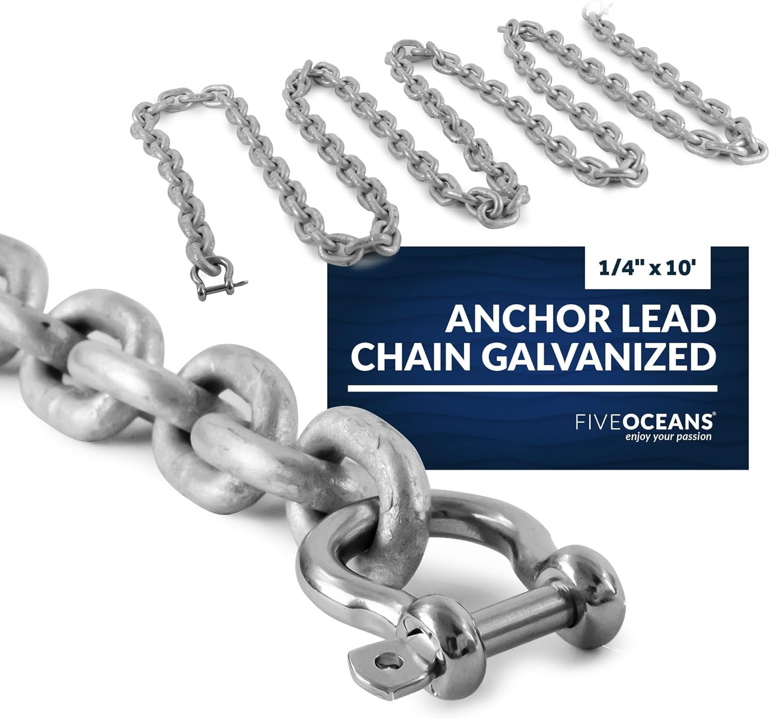 Five Oceans Galvanized Steel Anchor Chain, Boat Anchor Chain with 2 ...