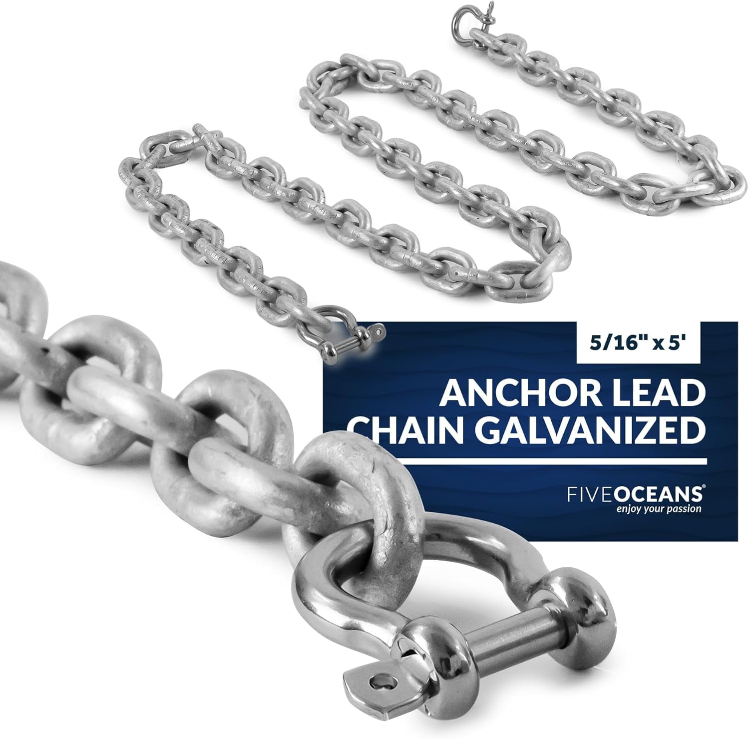 Five Oceans Galvanized Steel Anchor Chain, Boat Anchor Chain with 2 ...