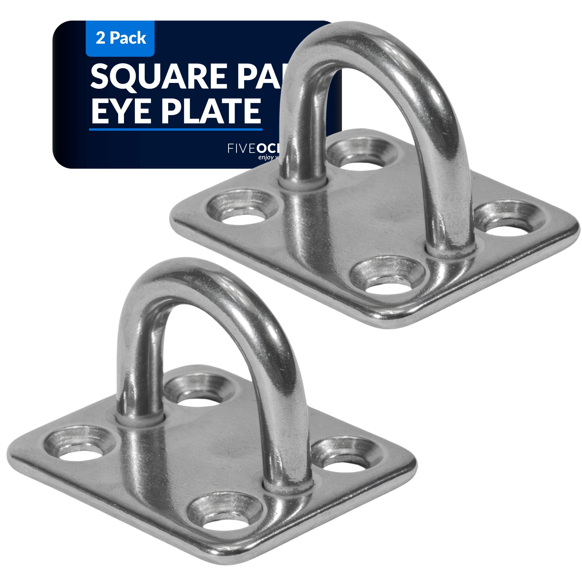 Five Oceans Heavy Duty 3/16" Stainless Steel Square Pad Eye, 2-Pack ...