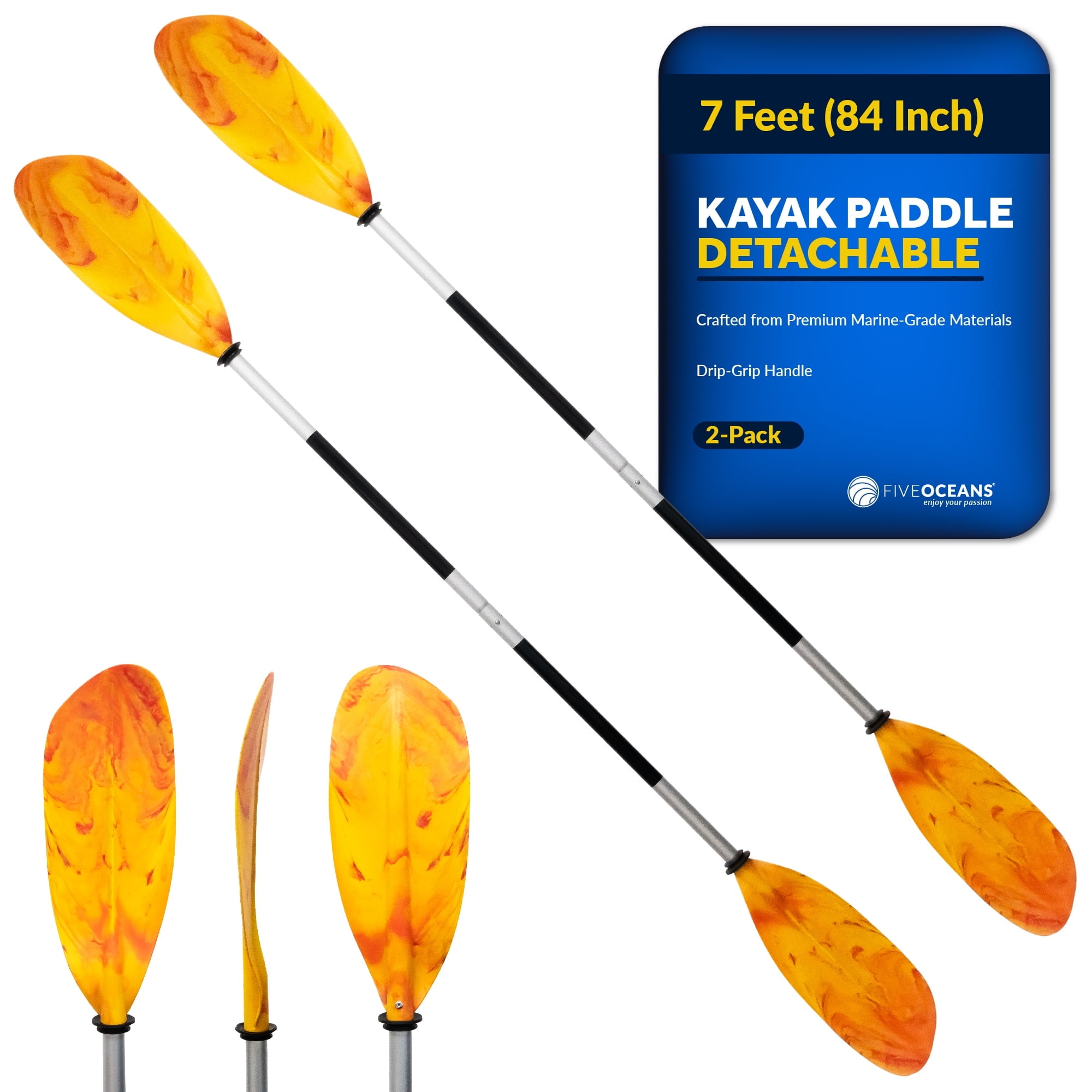 Five Oceans Kayak Paddles 2 Pack, 84" - 7ft Kayak Fishing Paddle ...