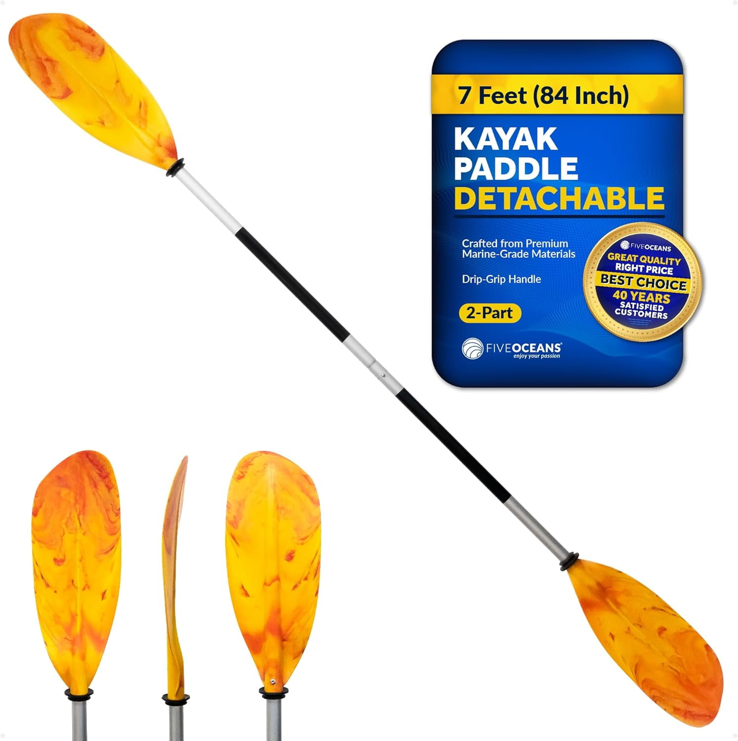Five Oceans Kayak Paddles, 84" - 7ft Kayak Fishing Paddle, Detachable ...