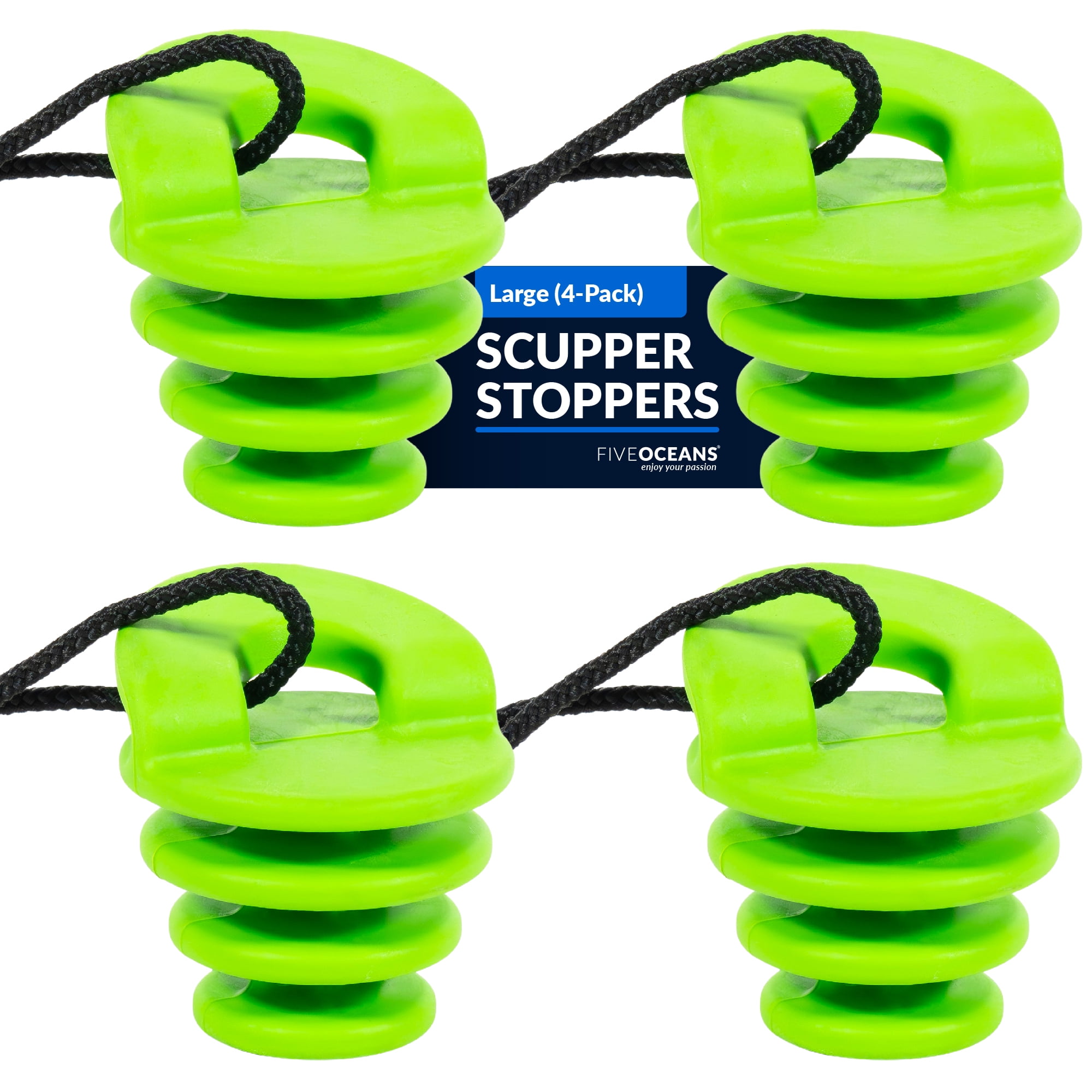 Five Oceans Kayak Scupper Plug 4-Pack Large 1-1/4" / 2" Inch Scupper ...