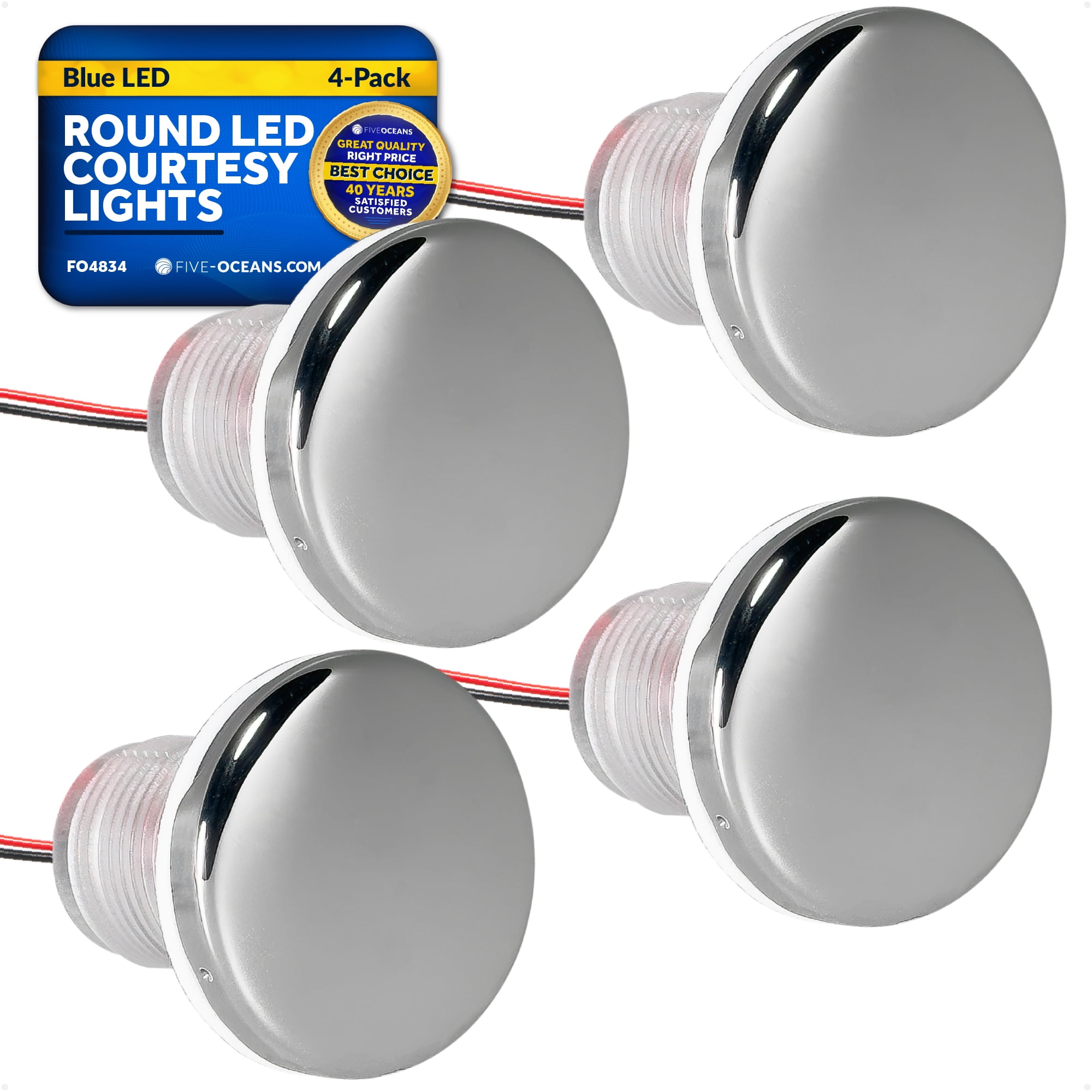 Five Oceans LED Boat Courtesy Lights, 1-5/16-Inch 316 Stainless Steel ...