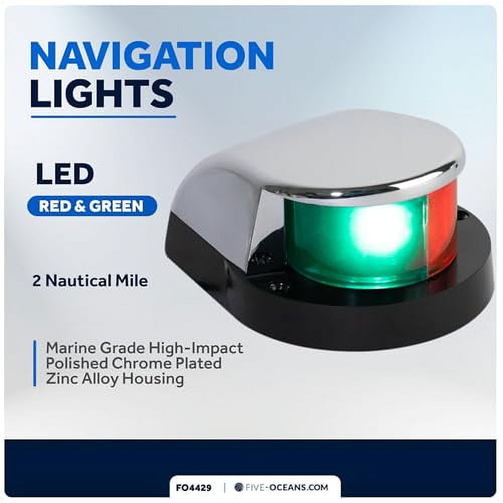 Five Oceans LED Boat Navigation Lights - Red & Green Bi-Color Bow Light ...