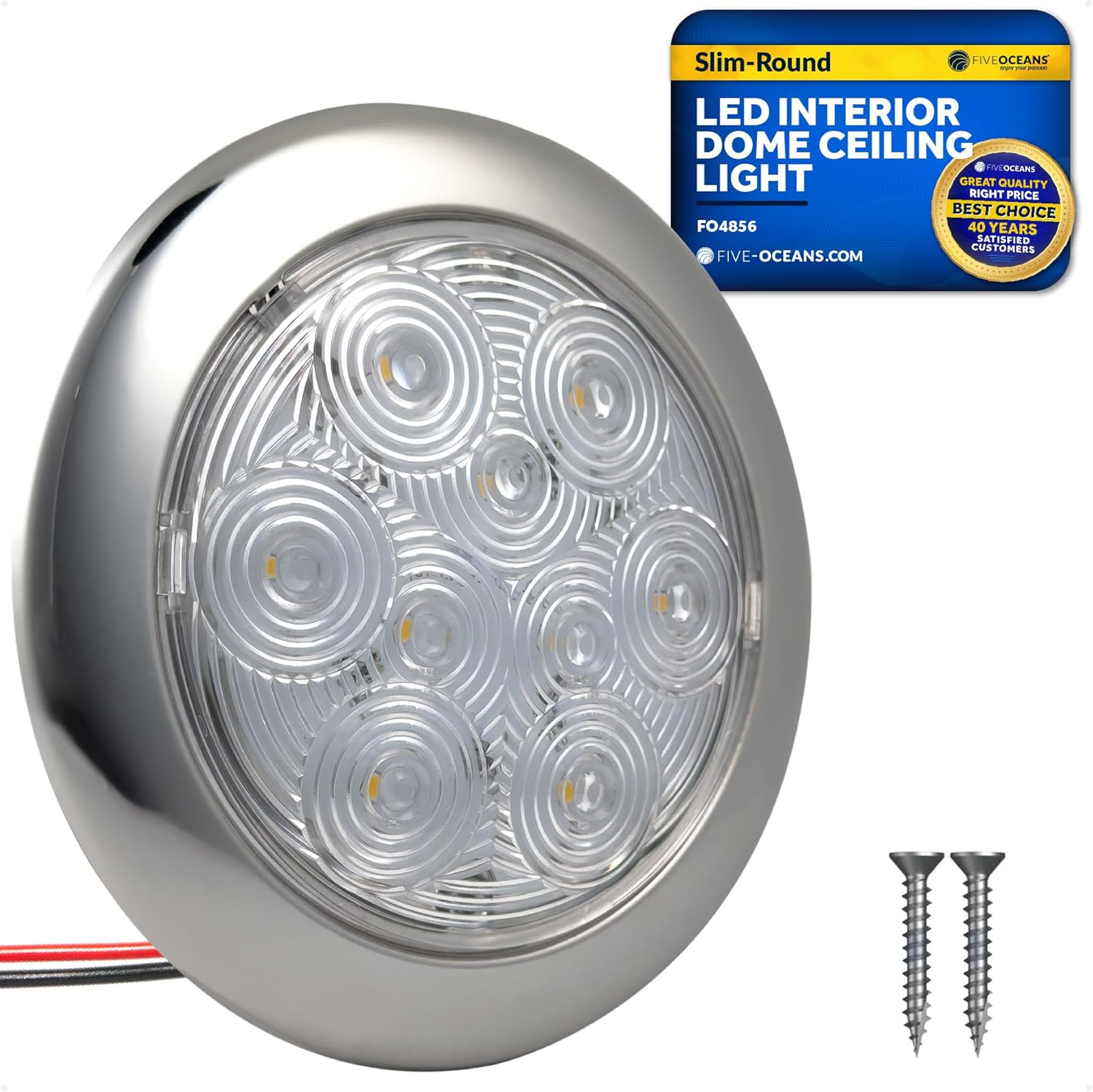 Five Oceans LED Dome Ceiling Light, 5-3/16" Slim Round, Warm White, 12V ...