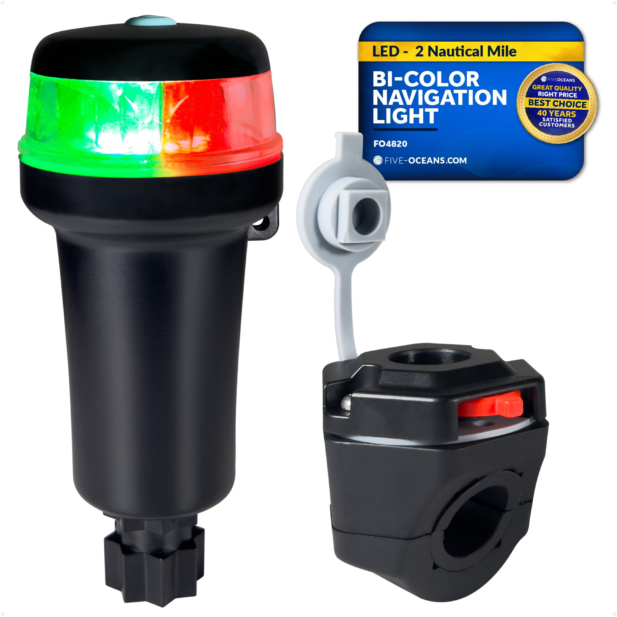 Five Oceans LED Portable Bi-Color Boat Navigation Light, Rail Mount, 2 ...