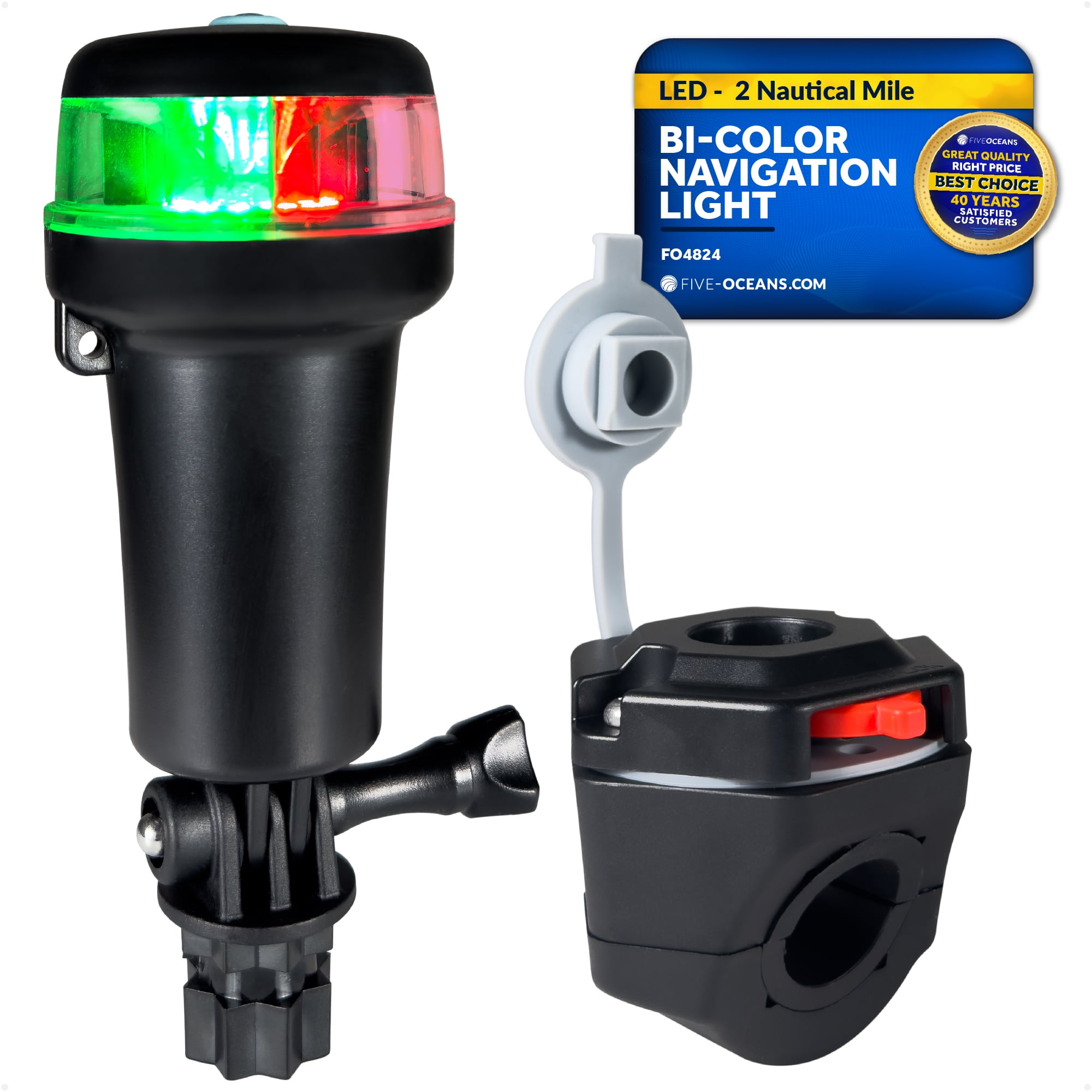 Five Oceans LED Portable Bi-Color Boat Navigation Light, Rail Mount ...
