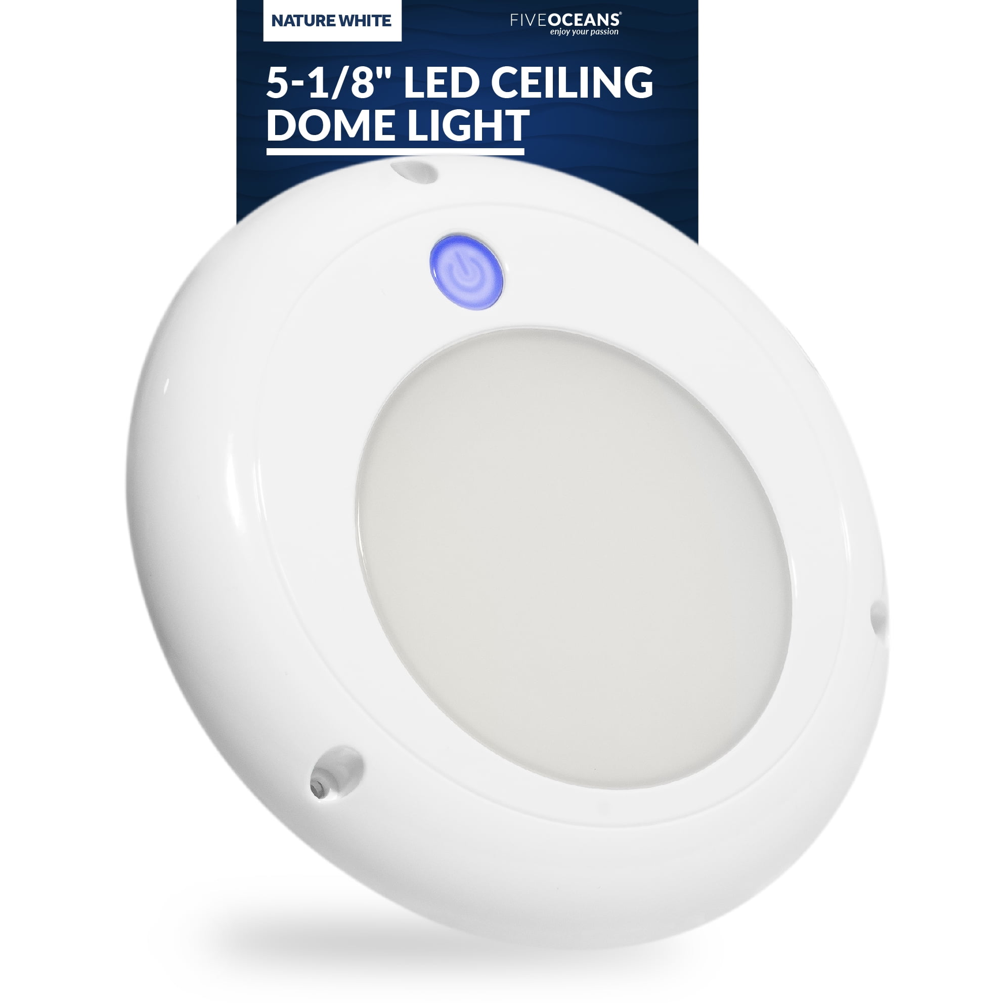 Five Oceans Marine LED Interior Dome Light, 5 1/8 Inch Boat Ceiling LED ...