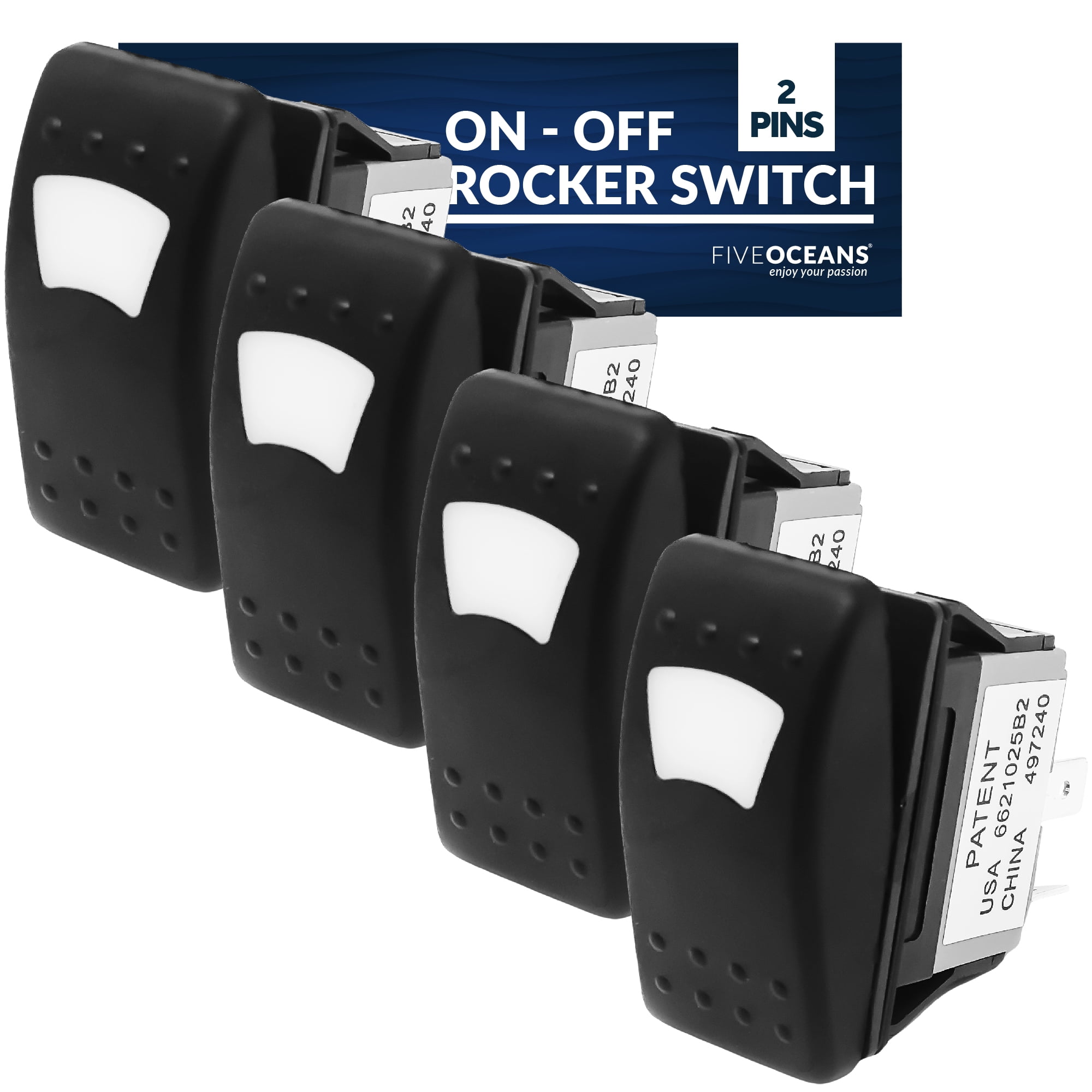 Five Oceans On-Off LED Illuminated Rocker Switch 2 Pins with LED (4 ...