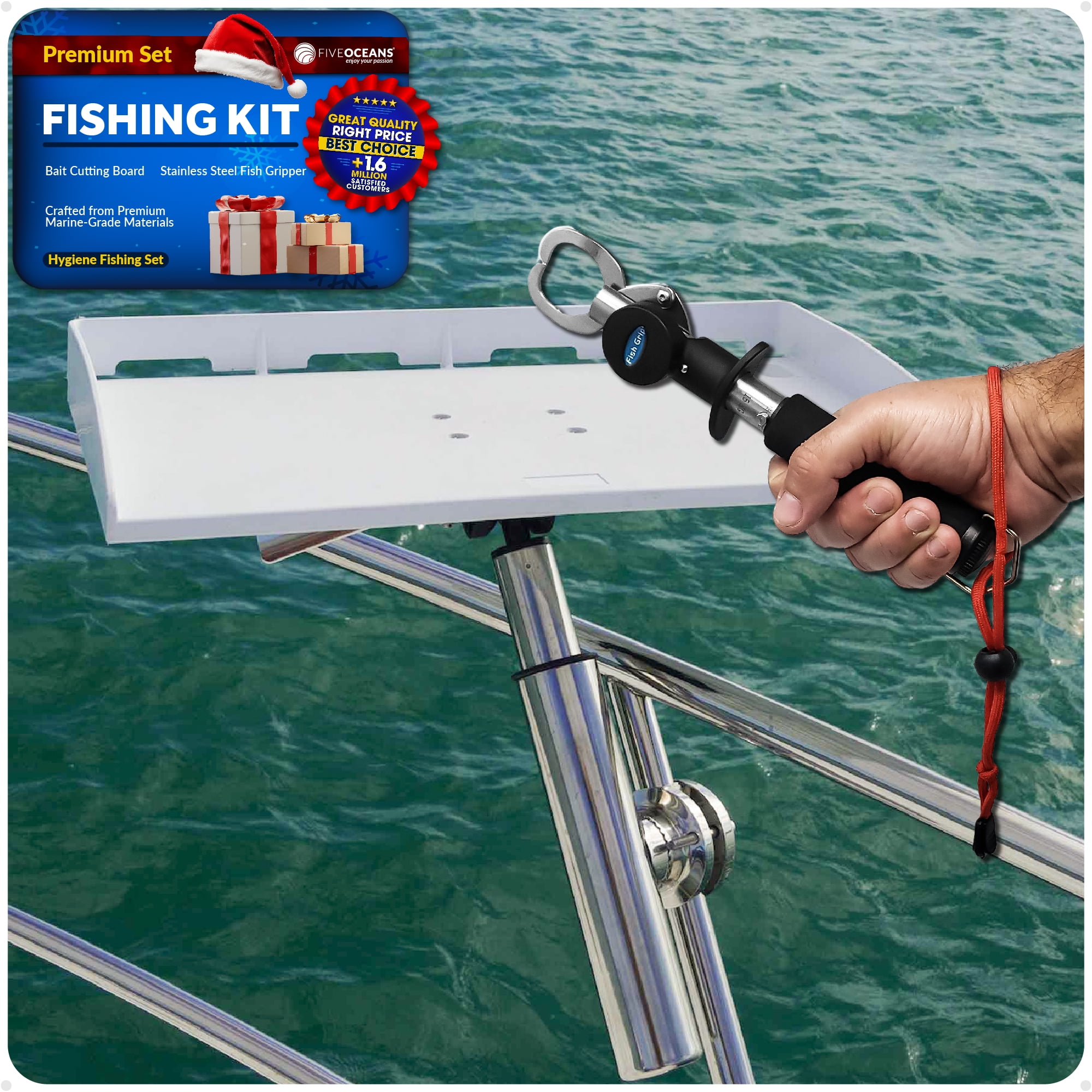 Five Oceans Premium Bait Cutting Board with Rod Holder Mount ...