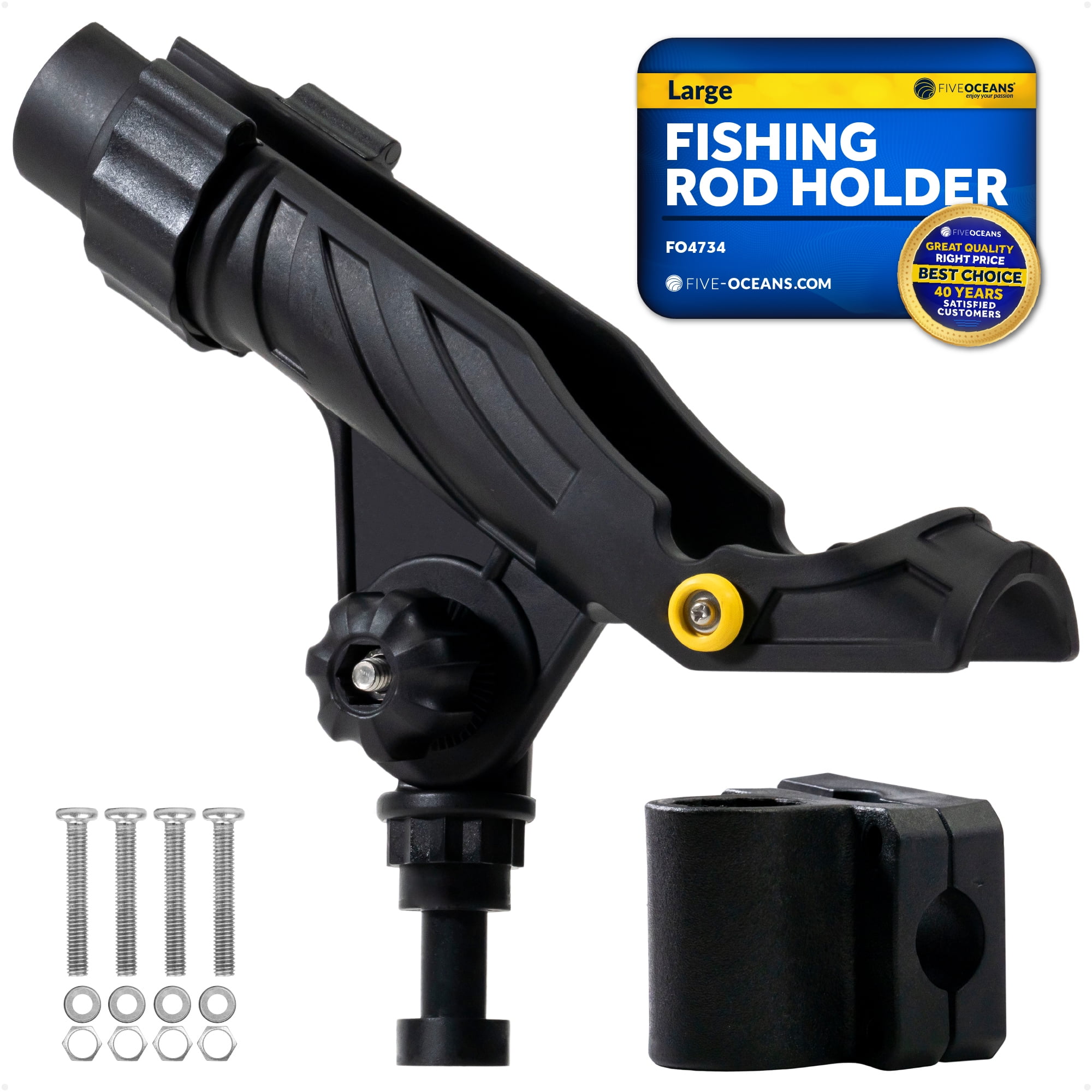 Five Oceans Rail Mount Fishing Rod Holder, Black, High-Impact Nylon ...