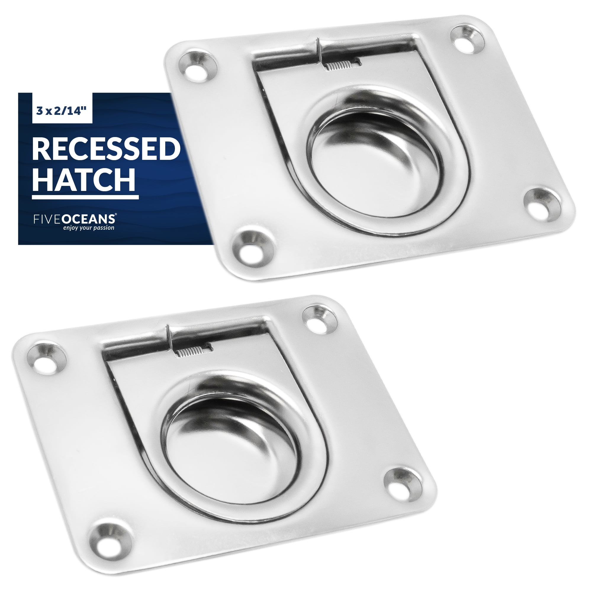 Five Oceans Rectangular Recessed Hatch, Boat Spring Loaded Pull Ring 3 ...