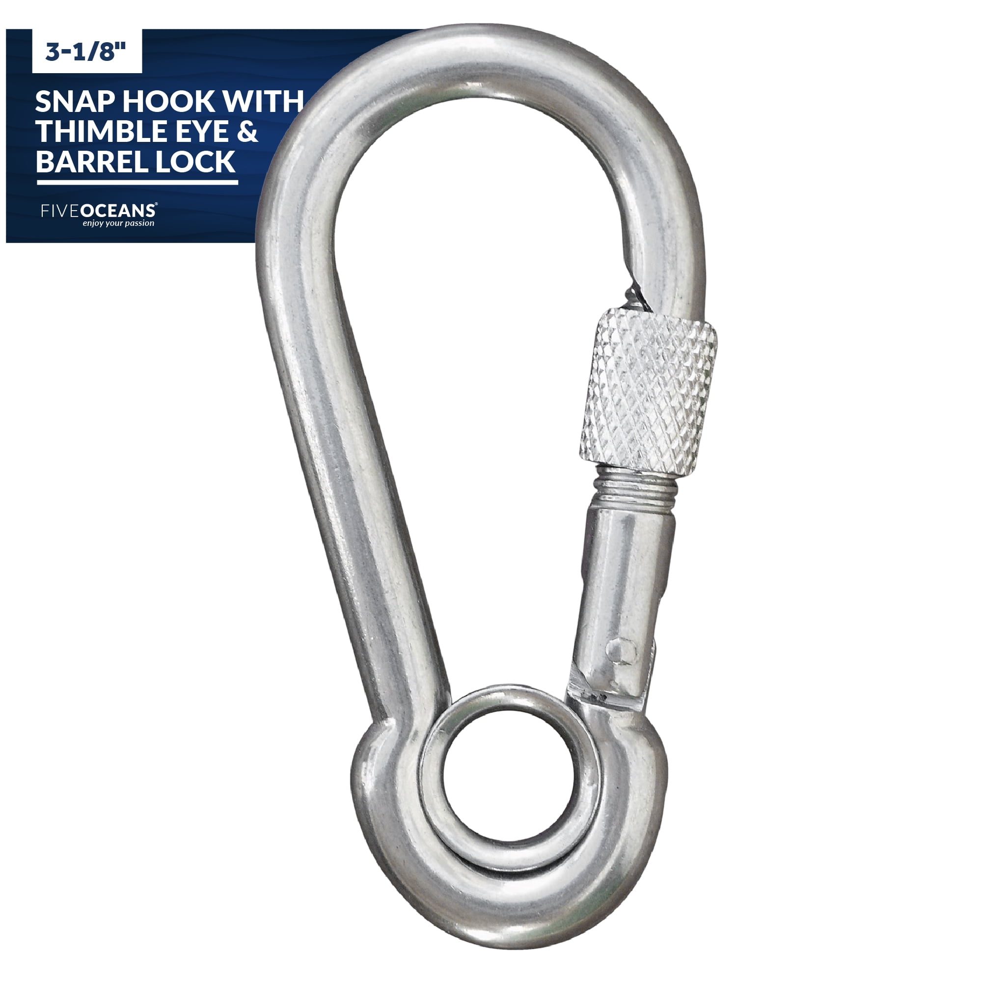Five Oceans Snap Hook with Thimble Eye & Barrel Lock, 3-1/8 inches ...