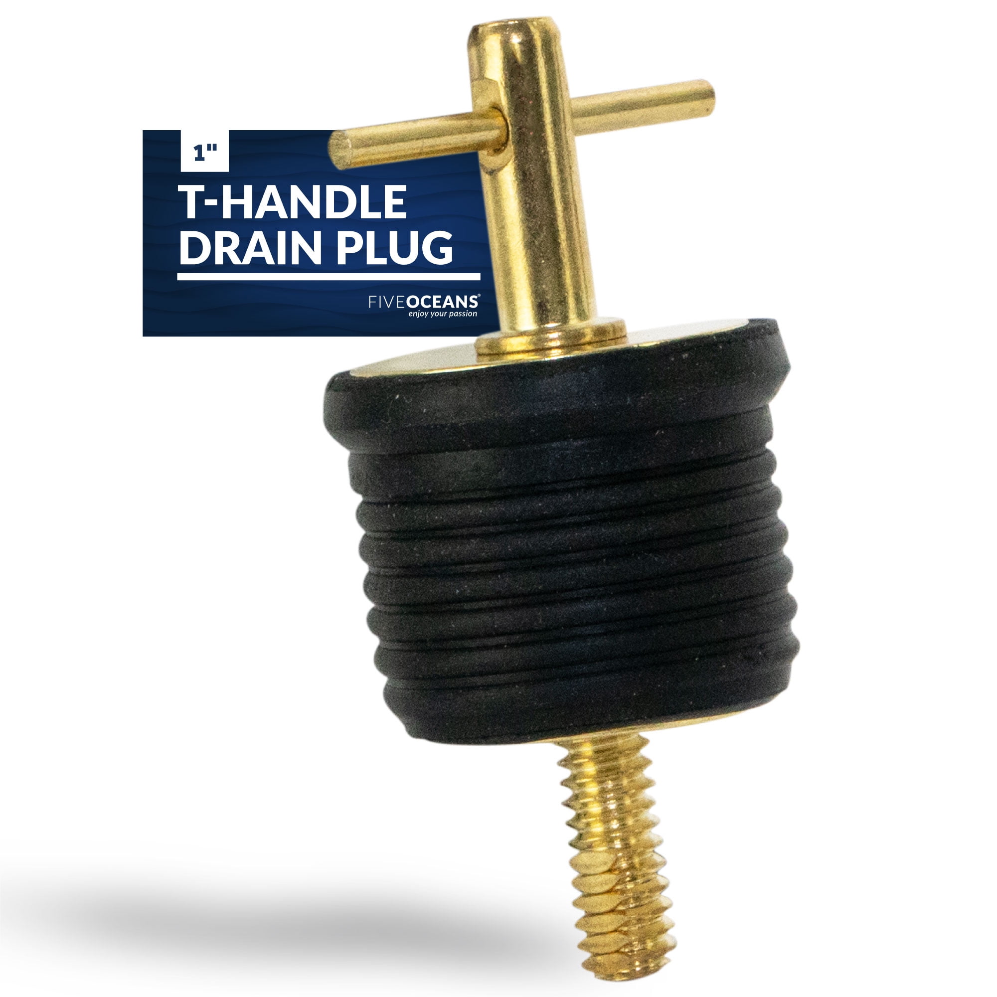 Five Oceans T-Handle Drain Plug, For 1-Inch Diameter Drains, Locks in ...