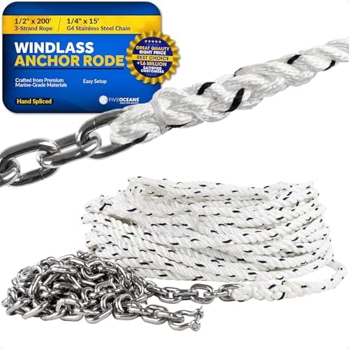Five Oceans Windlass Anchor Rode and Chain, Hand-Spliced Anchor Rope ...