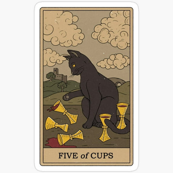 Five Of Cups Sticker Phone Decal Water Bottle Stickers Car Decals ...