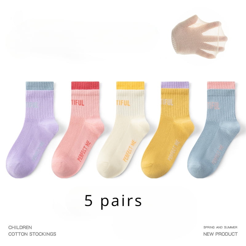 Five Pairs of Children's Summer Thin Color Matching Fashion Girls Mesh ...