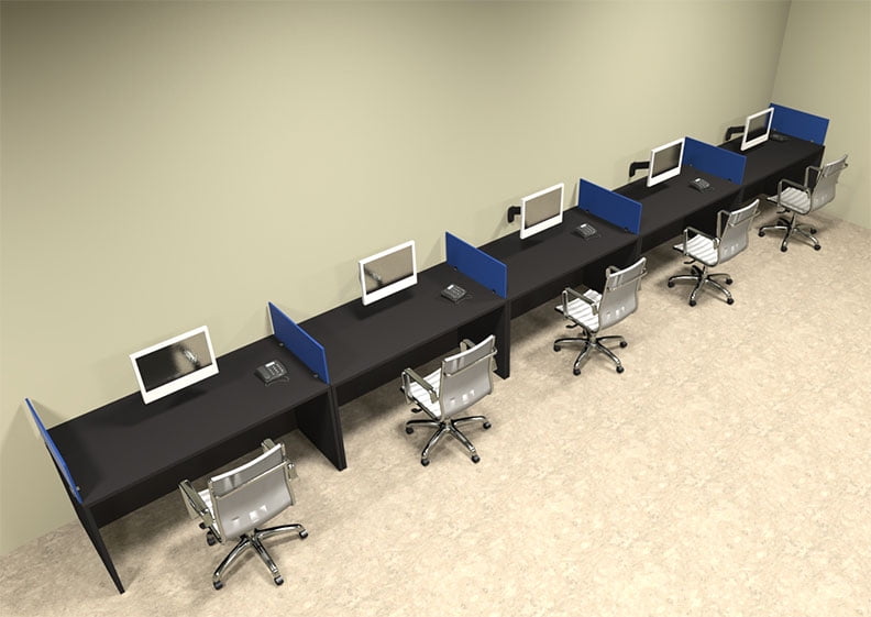 Five Person Blue Divider Office Workstation Desk Set, #OT-SUL-SPB16 ...