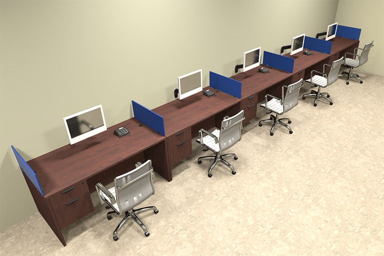 Five Person Blue Divider Office Workstation Desk Set, #OT-SUL-SPB34 ...