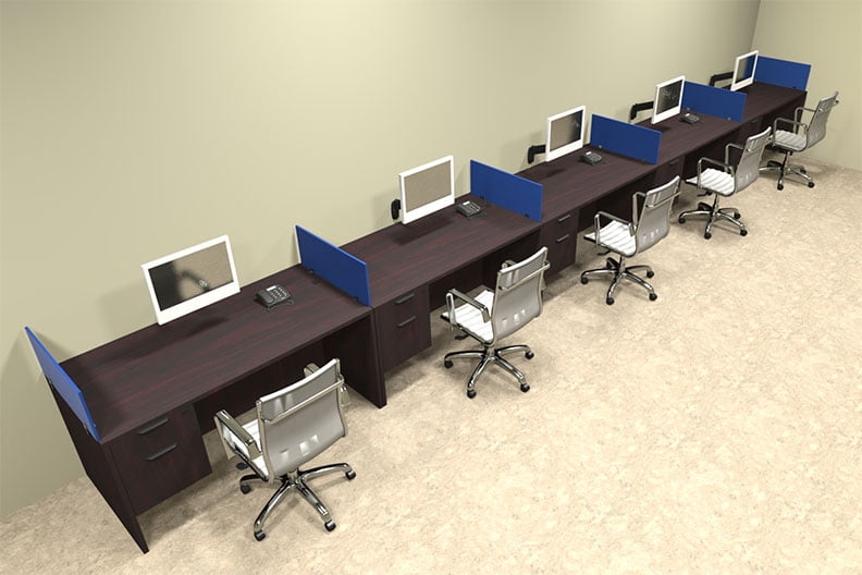 Five Person Blue Divider Office Workstation Desk Set, #OT-SUL-SPB35 ...
