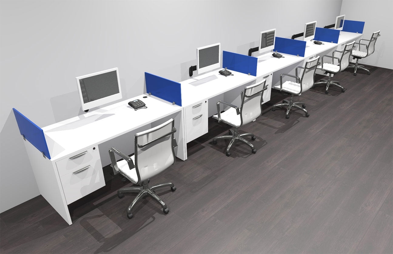 Five Person Modern Acrylic Divider Office Workstation Desk Set, #OF-CPN ...