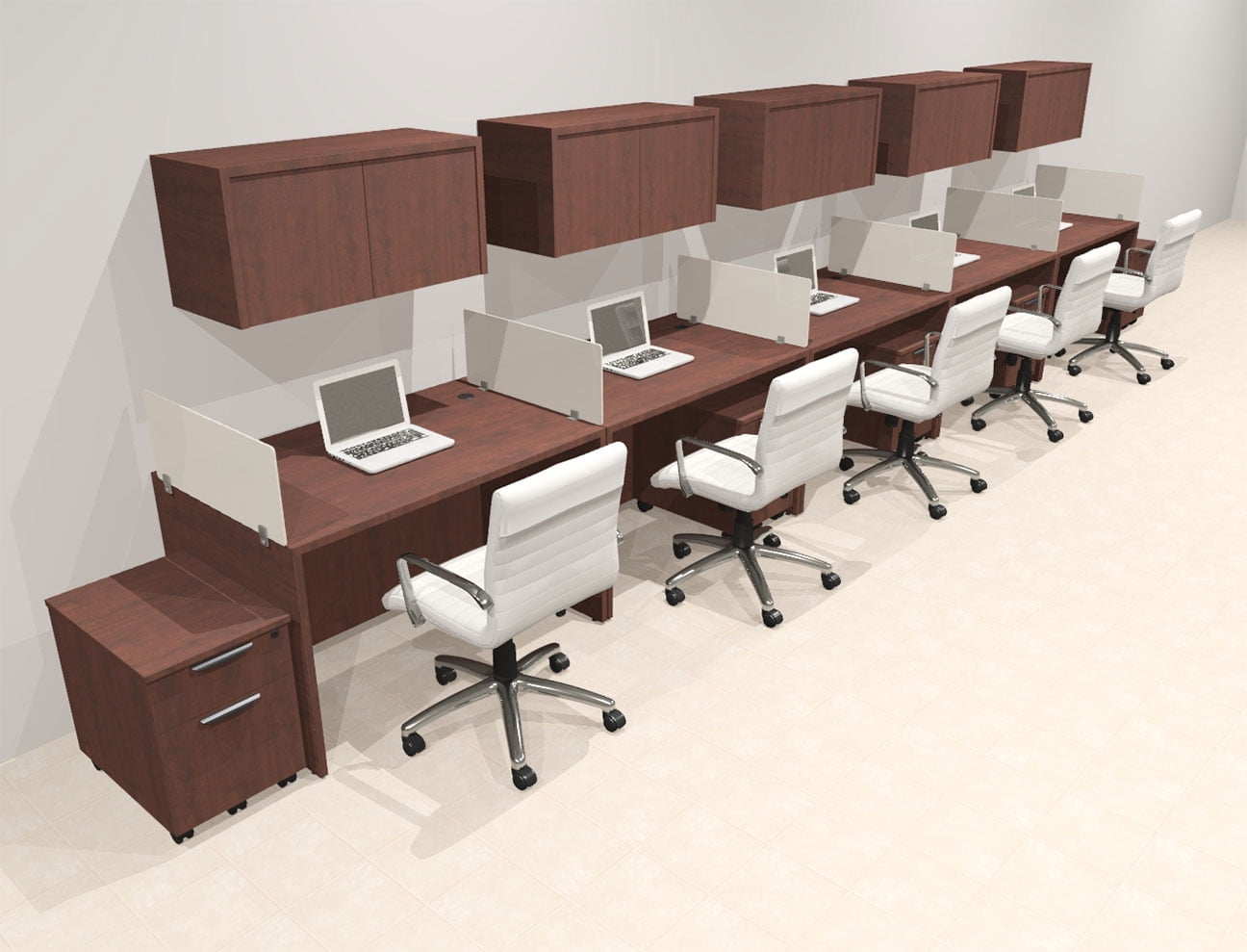 Five Person Modern Acrylic Divider Office Workstation Desk Set, #OT-SUS ...