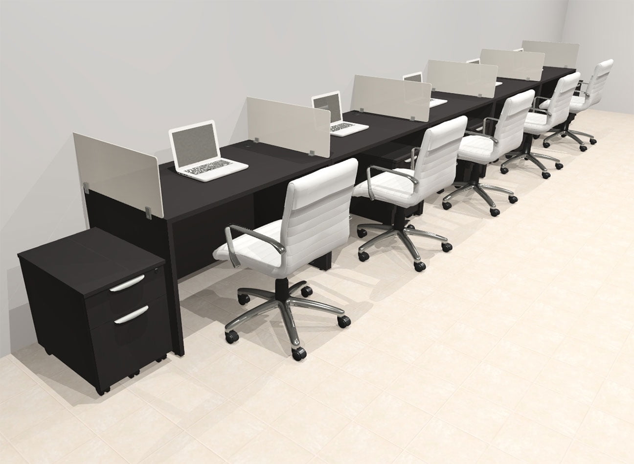 Five Person Modern Acrylic Divider Office Workstation Desk Set, #OT-SUS ...