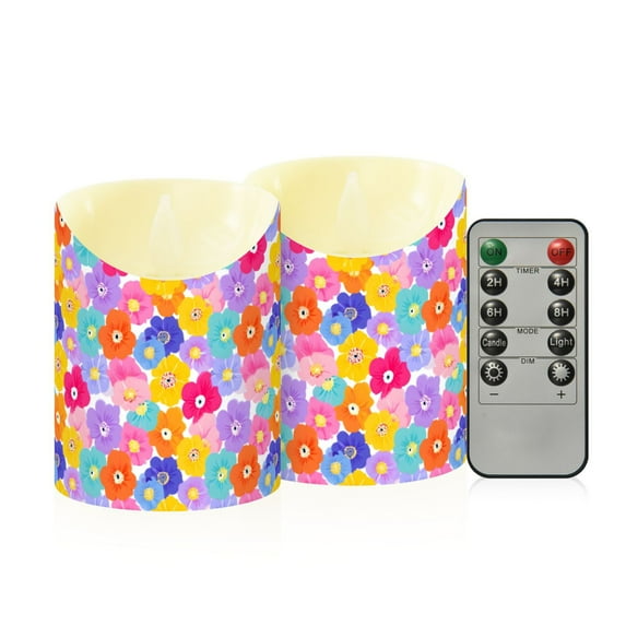 Five Petal Tiles Flameless Candles 2 PCS with Remote Realistic Moving ...