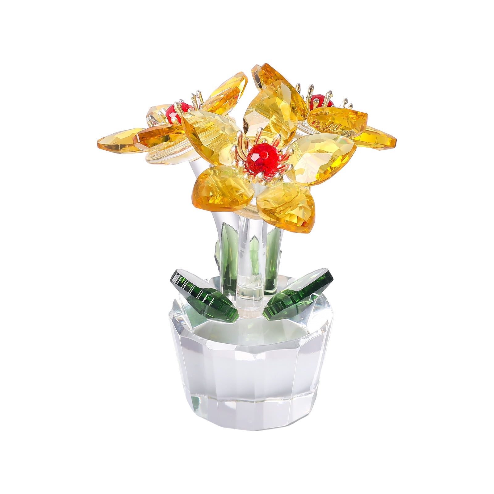 Five-Petaled Flower Figurine Ornament Bouquet Crystal Glass Flowers ...