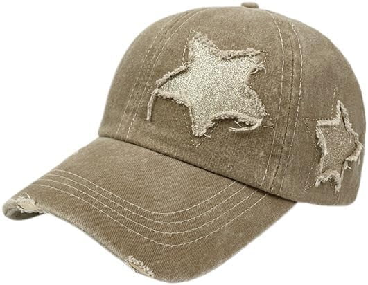Five-Pointed Star Vintage Hole to Do Old Washed Baseball Hat Female ...