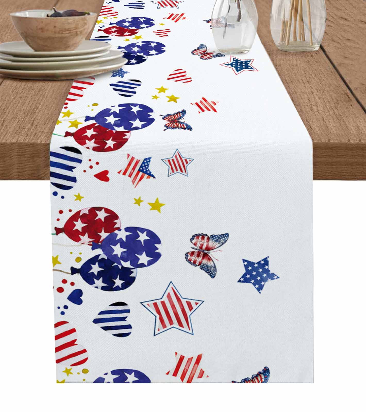 Five Pointed Star Watercolor Balloon Table Runner ration Home r Dinner ...