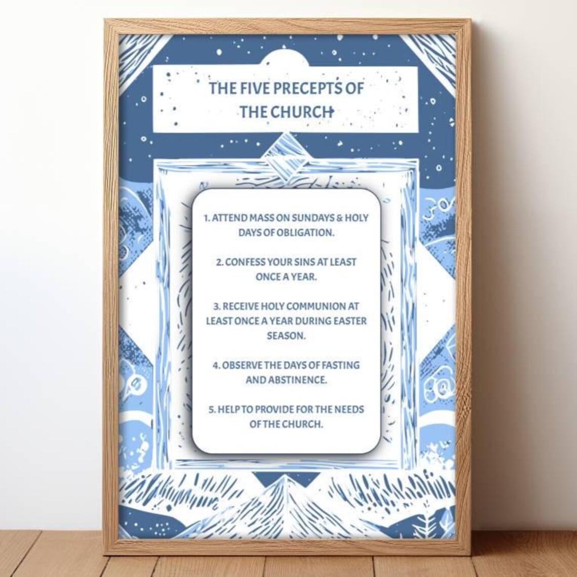 Five Precepts Of The Church Print, Catholic Educational #2993, Unframed ...