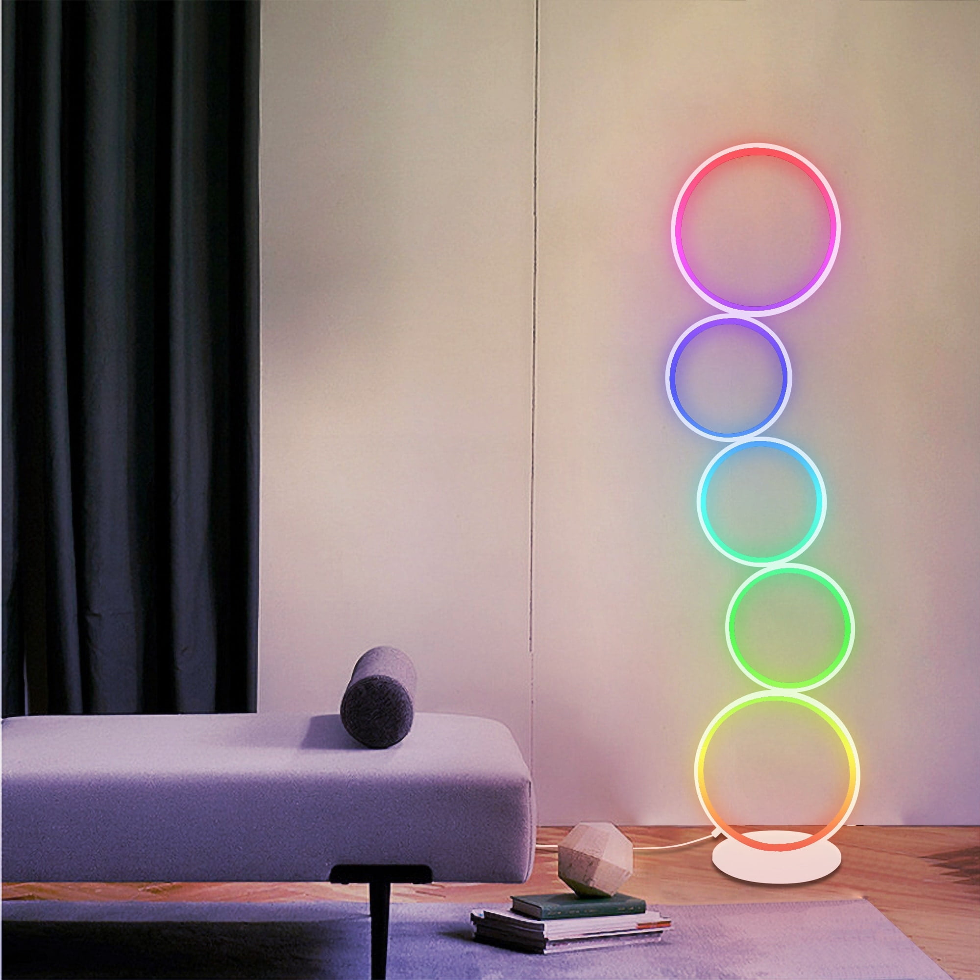 Five Rings RGB LED Circular Floor Lamp Ring Standing Lamp - N/A WHITE Matte - Walmart.com