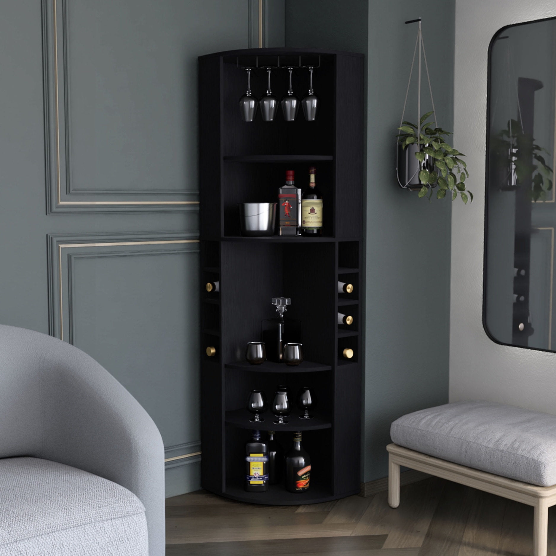 Five - Shelf & Eight - Cubby Bar Cabinet+Particle Board Material"-"Home ...