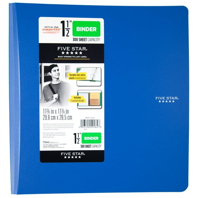 Five Star 1.5 Inch Poly Binder, Blue, 1 Count - Walmart.com
