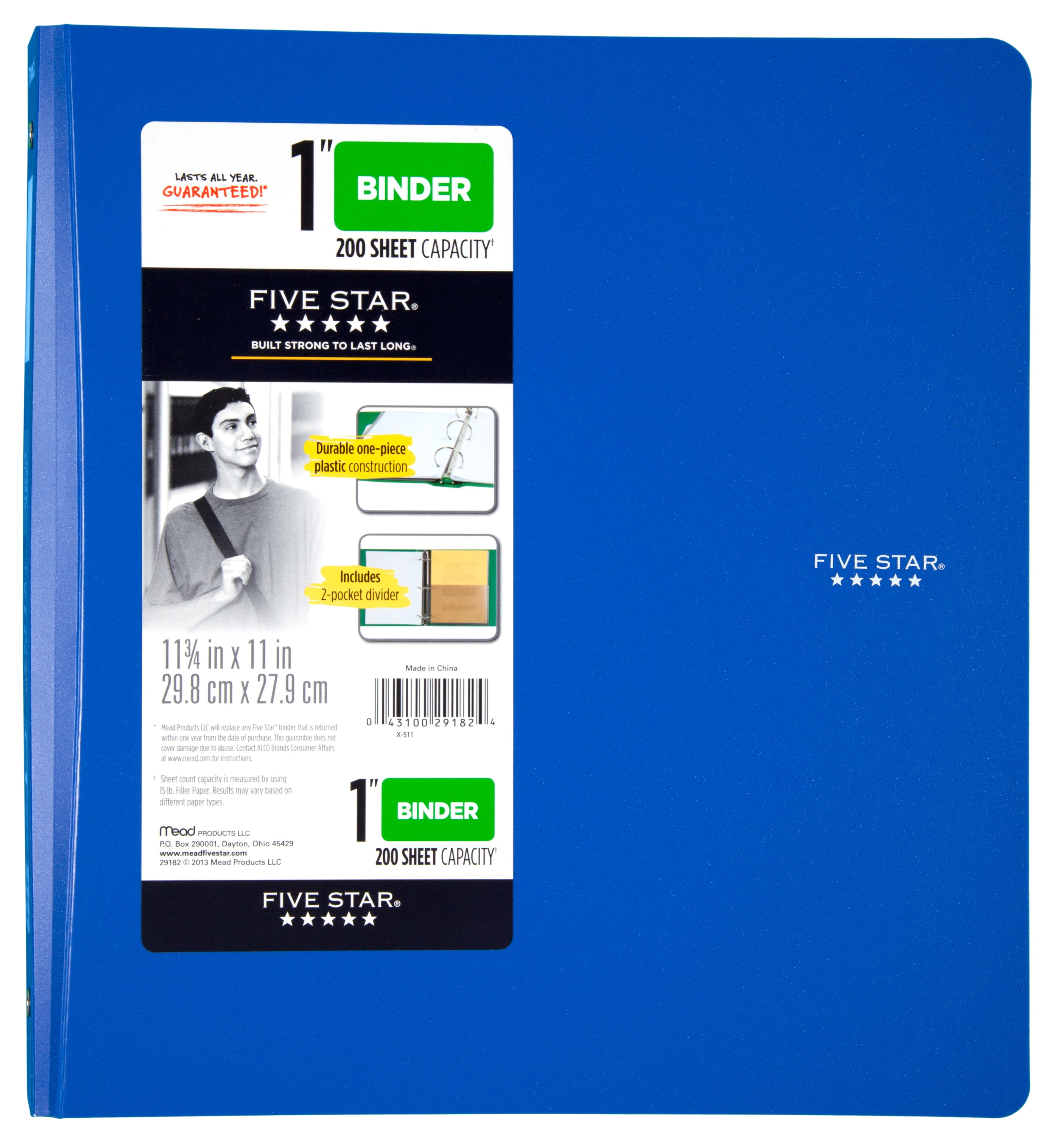 Five Star 1 Inch Poly Binder, Blue, 1 Count - Walmart.com