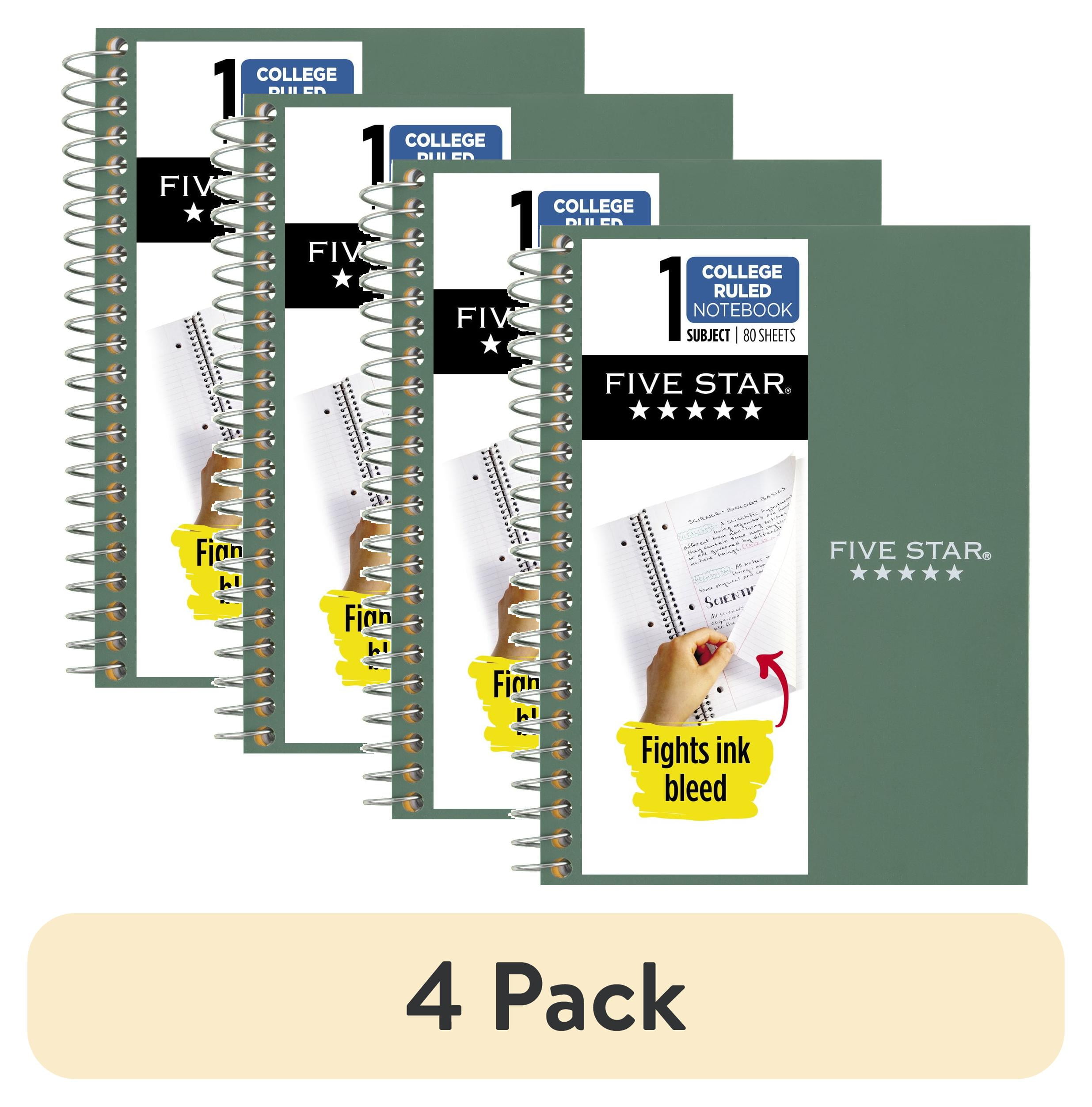 (4 pack) Five Star 1 Subject 7x5 Notebook Green - Walmart.com