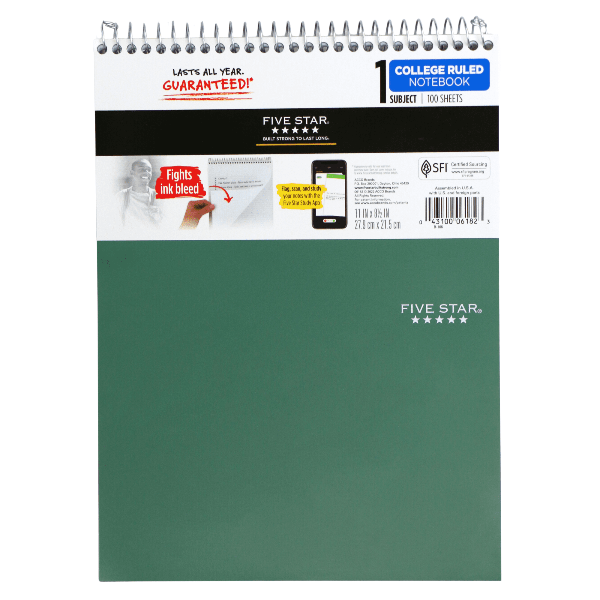 Five Star 1-Subject Spiral Top Bound Notepad [College Ruled]: 8-1/2 in ...